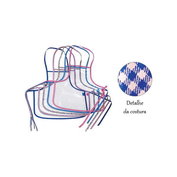 Avental Escolar PVC Cristal Borda Xadrez Azul ACP – E-Gipel